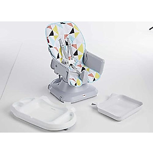 Fisher-Price Baby to Toddler High Chair SpaceSaver Portable Dining Seat & Booster with Washable Deep Tray & Liner, Windmill