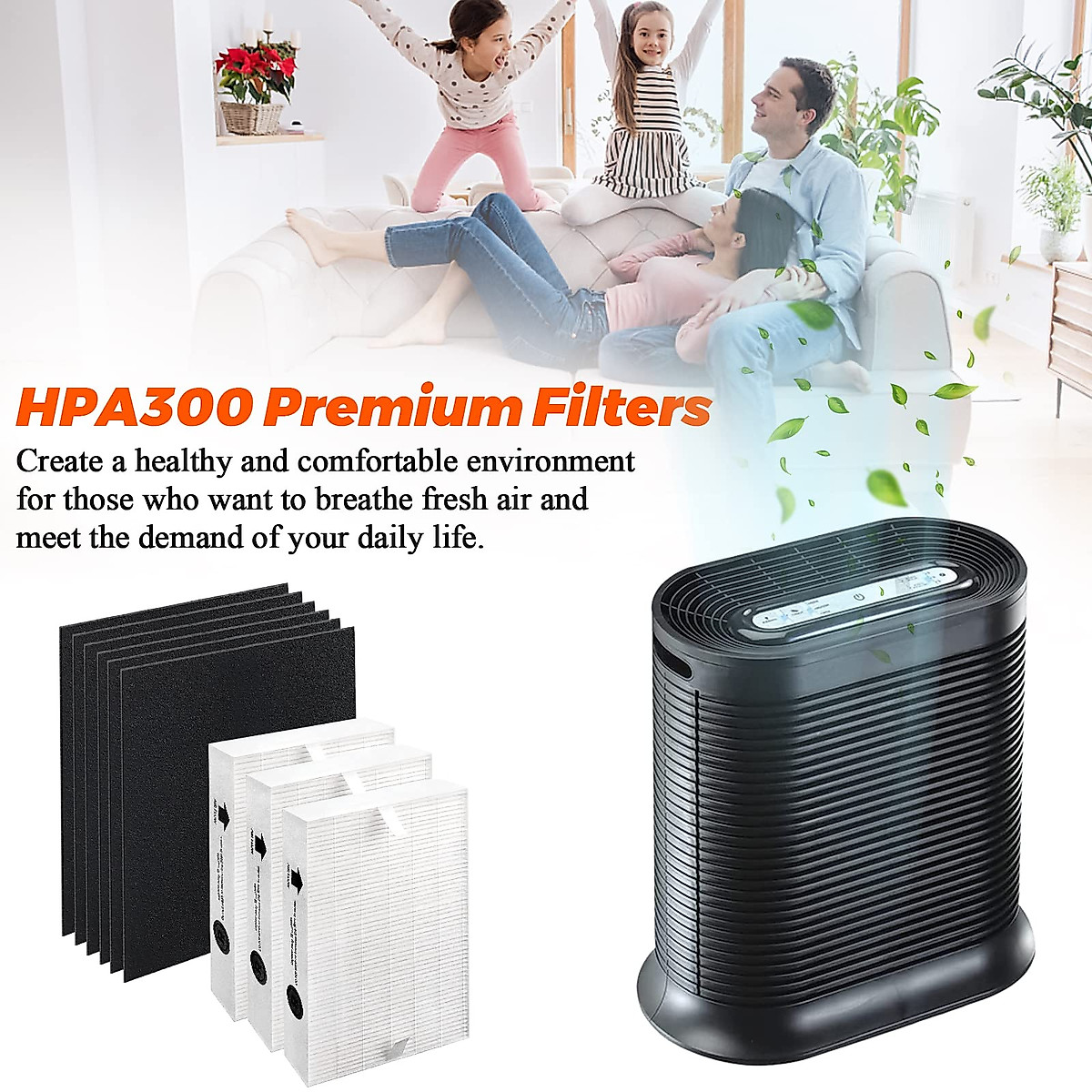 3 Pack HPA300 HEPA Filter Replacement for Honeywell Air Purifiers Filter HPA300 Series & Filter R - HPA300, HPA304, HPA8350,HPA300VP Replace HRF-R3 HRF-AP1(with 6 Activated Carbon Pre Filters)