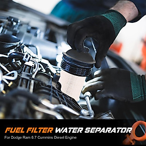 6.7L Cummins Fuel Filter Water Separator Set for 2019 2020 2021 2022 2023 2024 Dodge Ram 2500 3500 4500 5500 6.7 Cummins Diesel Turbo Engine Replaces 68157291AA, 68436631AA, 68065608AA, PF46152