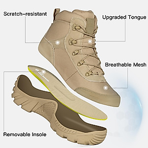 FREE SOLDIER Men's Waterproof Hiking Boots Tactical Work Boots Outdoor Lightweight Military Boots(Tan, US 10.5W)