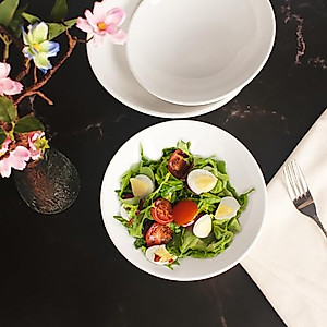 Creativity Home Pasta Bowls 28 OZ, Large Salad Bowls and Serving Bowls, Soup Bowl, Ceramic Pasta Plates, Set of 4, White 8.1 Inch