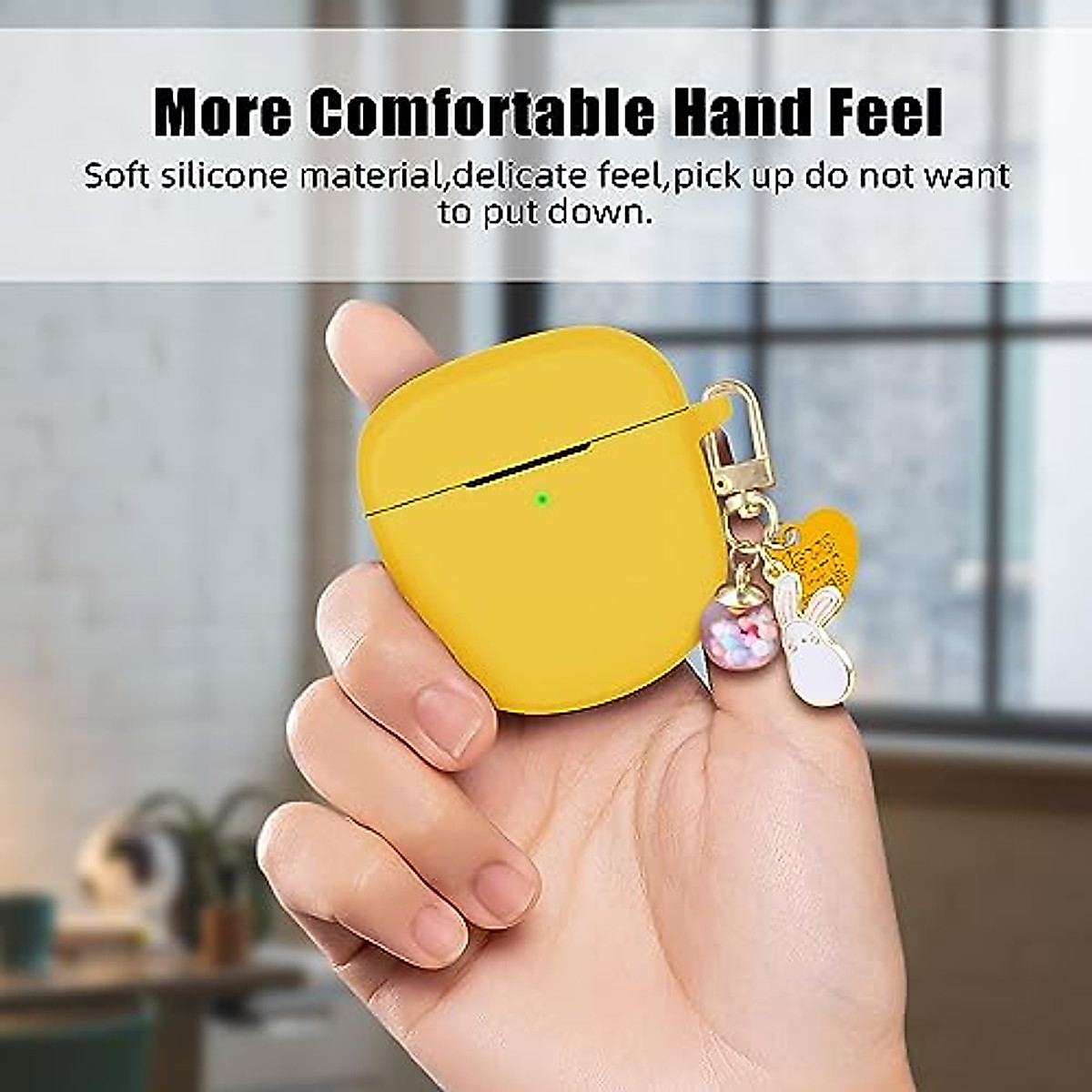 Case for Bose QuietComfort Earbuds II (2022),Silicone Protective Skin Cover for Bose QuietComfort Earbuds 2 Accessories with Gold Heart Cute Lucky Ball Keychain for Girls Women