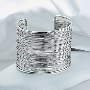 Pera Jewelry 14K Gold and Silver Filled Arm Band Cuff Bracelet, Minimalist Simple Swirl Open Wide Wire Bracelets, Adjustable Arm Bangle Bracelets, Open Cuff Bangle Bracelets with Gift Box