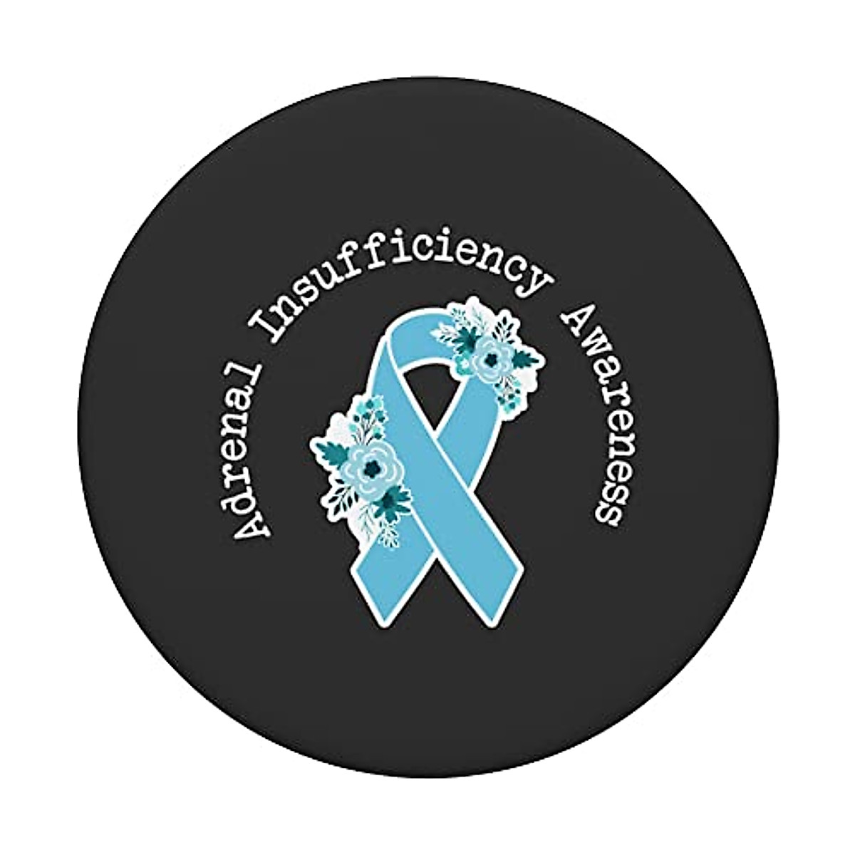 Adrenal Insufficiency Awareness Floral Light Blue Ribbon PopSockets Swappable PopGrip