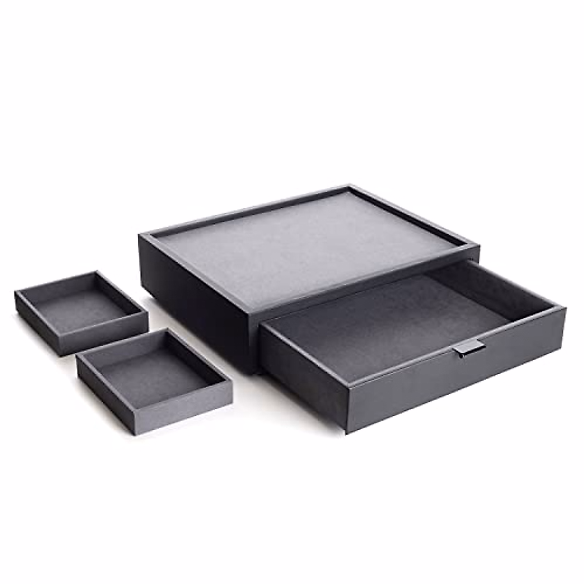 Kaviso Cache Display Valet Storage Drawer - EDC, Blade, Watch, and Jewelry Storage Drawer add-on, Microfiber Lining, Faux Leather, Stackable (Valet Storage Drawer) Black