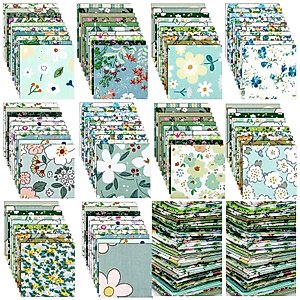 600 Pcs 4 x 4 Inch Cotton Fabric Square Quilting Patchwork Fabric Multi Color Printed Floral Square Fat Flower Animals Cartoon Fabric Bundles for DIY Crafts Cloths Handmade Accessory (Fresh Style)