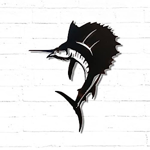 Sailfish - Metal Wall Art Home Decor - Handmade - Choose 11", 17" or 23" Tall, Choose your Patina Color