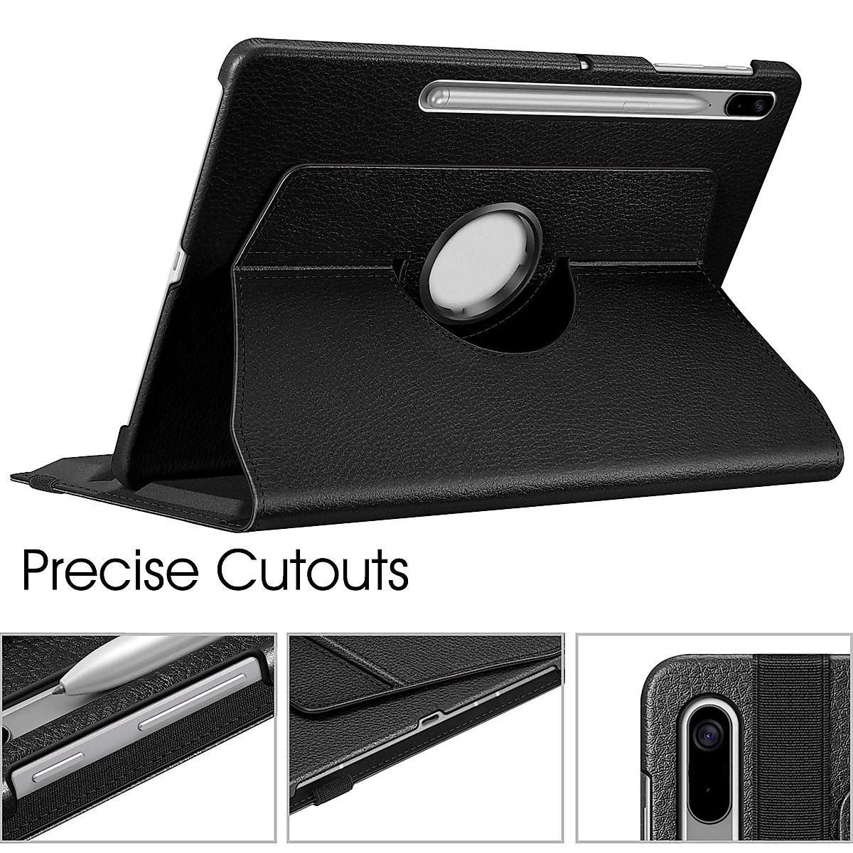 Fintie Rotating Case for Samsung Galaxy Tab S8 Plus 2022/S7 FE 2021/S7 Plus 2020 12.4 Inch with S Pen Holder, 360 Degree Swiveling Stand Cover Auto Sleep/Wake, Black