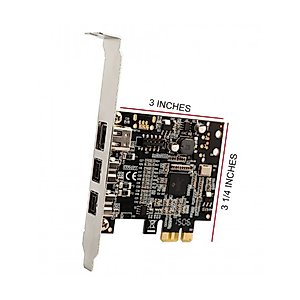 Syba Low Profile PCI-Express Firewire Card with Two 1394b Ports and One 1394a Port (2B1A), TI Chipset, Extra Regular Bracket SD-PEX30009