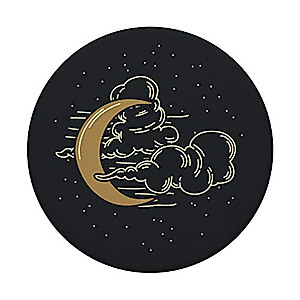 Crescent Moon Clouds Starry Sky Black PopSockets Swappable PopGrip