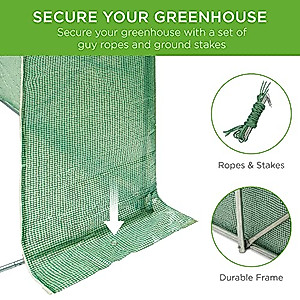 Best Choice Products 15x7x7ft Walk-in Greenhouse Tunnel, Garden Accessory Tent for Backyard, Home Gardening w/ 8 Roll-Up Windows, Zippered Door