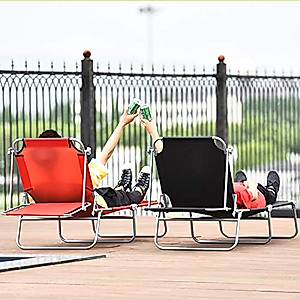 GYMAX Lounge Chair, Folding Recliner Patio Chair for Outdoor Patio Garden Beach Pool with Adjustable Reclining Positions, Sun Shade (Black)