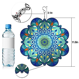 Wind Spinners for Yard and Garden - 2 Styles Mandala Hanging Wind Catcher Decor, 11.8in Stainless Steel Geometric 3D Kinetic Art with Swivel Hooks for Outdoor Ornaments Unusual Gifts