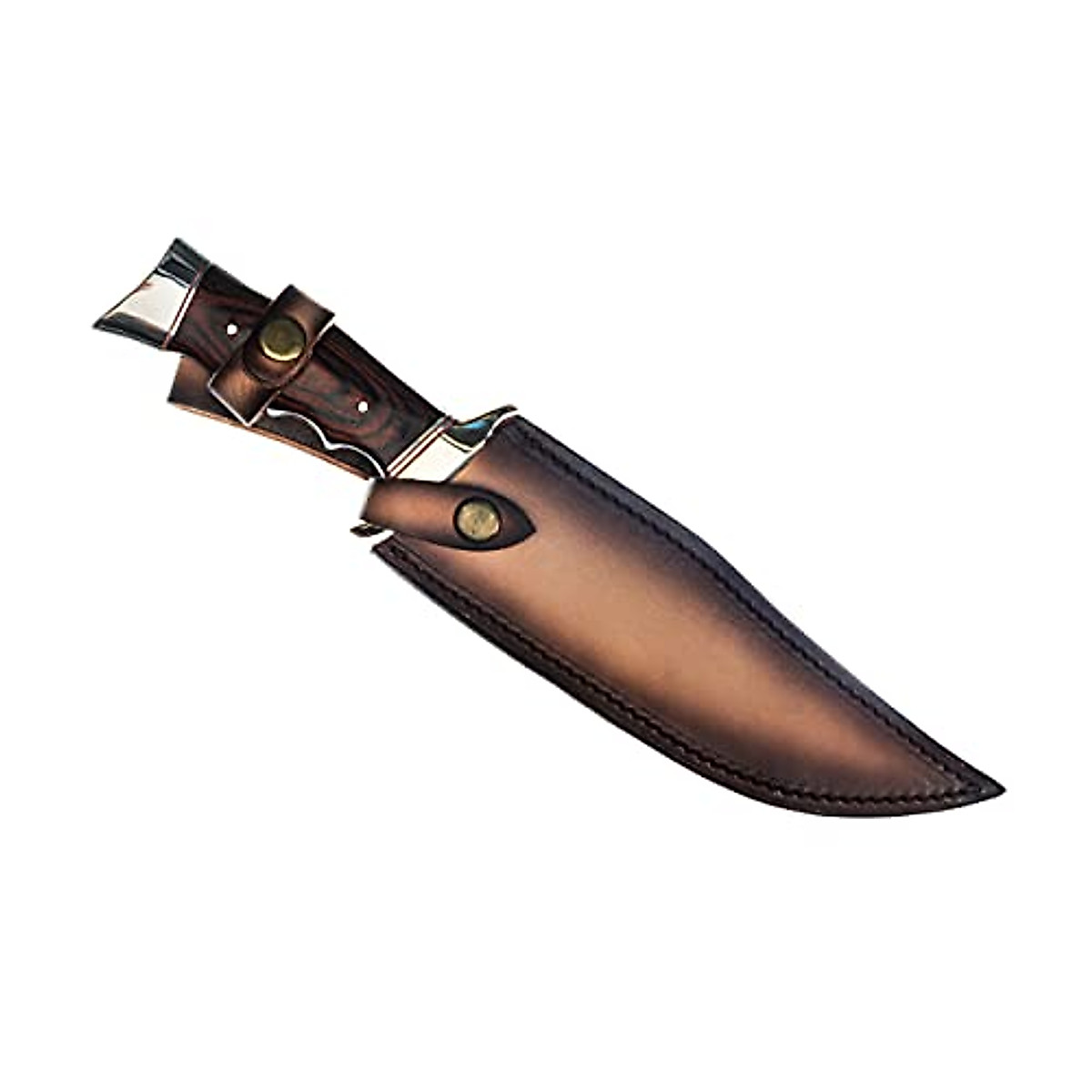 Kratos ZF9 Bowie Knife | Handmade | 13.25" Hardened High Carbon 440 Stainless Steel | 30-degree double bevel Edge | Wood Handle | Leather Sheath | Outdoor Hunting, Bushcraft, Boning, & Camping