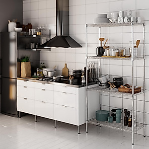 Regal Altair 18" Deep x 36" Wide x 74" High 4 Tier Chrome Wire Shelving Kit | NSF Commercial Storage Rack Unit