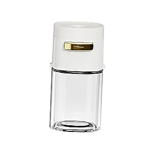 ＫＬＫＣＭＳ Pepper Container, Seasoning Shaker, Push Type Salts Control Bottle Seasoning Jar, Ration Spice Dispenser for Camp, Kitchen, Salts, Spice, Sugar, White