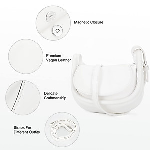 CECILE Designer Shoulder Handbags for Women, Mini Crossbody Purse Bag, Small Trendy Clutches wth 2 Straps (White)