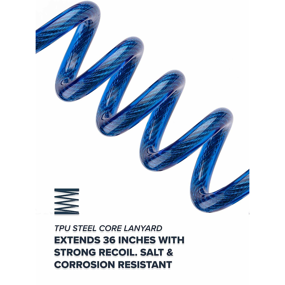 Rogue Endeavor Large, Heavy Duty Stainless Steel Game Clip Fish Stringer System + Stainless Core Coiled Lanyard. Designed for Kayak Fishing & Spearfishing. All Fish Species (Heavy Duty - Blue)