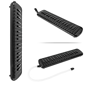 Melodica, 37 Key Melodica Blowpipe Wind Musical Instrument Suitable for Beginner Practice + Bag F37s(Black)
