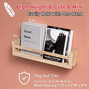 Boswillon 15 Inches Nursery Bookshelves, Floating Kids Bookshelves for Wall Set of 2, Baby Room Wall Decor, Wall Mounted Wood Shelves for Books, Toys and Wall Storage - Rustic Brown