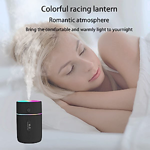 Colorful Cool Mini Humidifier, USB Personal Desktop Humidifier for Car, Office Room, Bedroom,etc. Auto Shut-Off, 2 Mist Modes, Super Quiet. (Black)