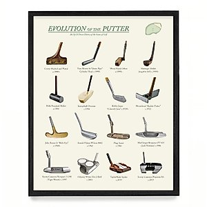 - Evolution of the Golf Putter Poster Print - Golf Wall Art - House Home Décor - Golf Gift - 11 x 14 Framed Print