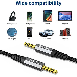 2 Pack AUX Cable,Auxiliary Cable（10ft/3m, Hi-Fi Sound）3.5mm TRS Auxiliary Audio Cable Nylon Braided Aux Cord Compatible with Car,Home Stereos,Speaker,iPod iPad,Headphones,Sony,Echo Dot,Beats (Grey)
