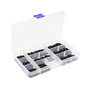 LBY 900pcs M1.7 M2 M2.3 x 5mm / 8mm/ 12mm Flat Head Self-Tapping Sheetmetal Screw Assortment Kit Mini Wood Screws 9 Sizes Combination Carbon Steel Black