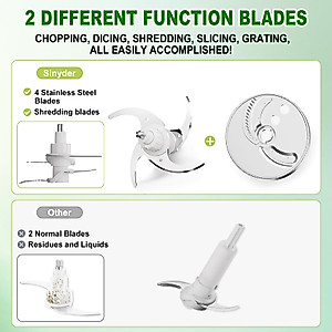 Mini Food Processors 4 Cup,Electric Food Chopper,Small Meat Grinder with 2 Bowls,2 Speed & 2 Different Function Blades for Vegetable, Meat, Nuts,Functions for Mincing, Dicing, Shredding,Slicing