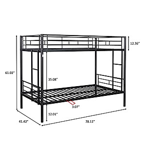Merax Metal Twin Over Twin Bunk Bed with 2 Side Ladders,Made of Heavy Duty Steel, for Kids Teens Adults(Black)