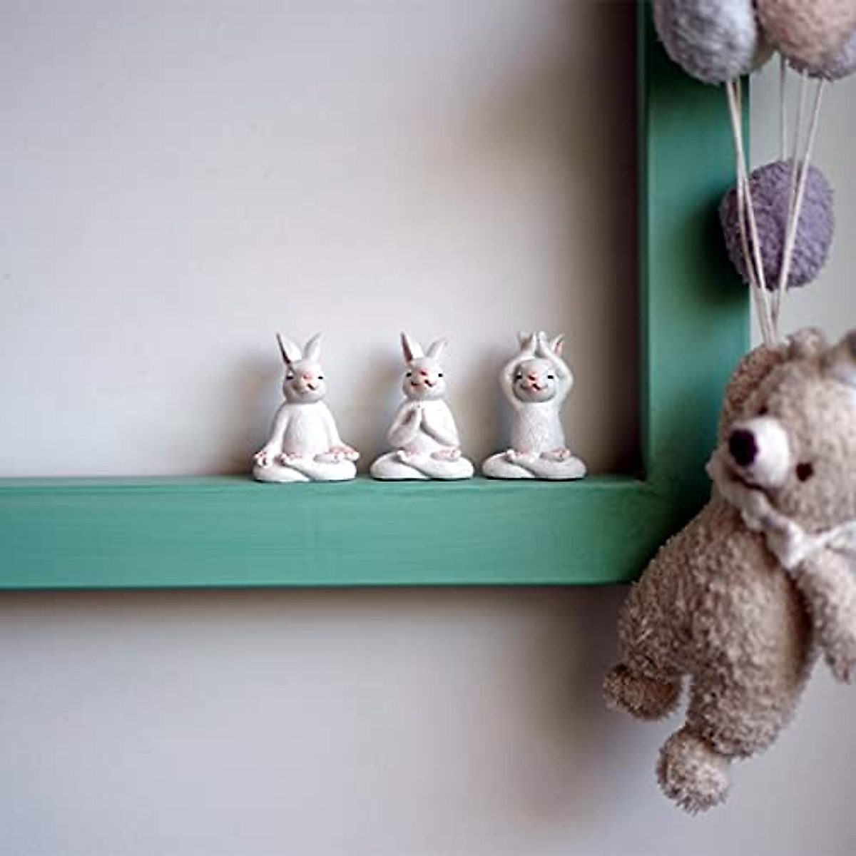 Rabbit Statue Fairy Garden Decor - 2.1" Set of 3 Tiny Gifts for Women/Mom/Grandma/Daughter/Sister, Gift Ideas for Christmas, Best Easter Gifts, Bunny Figurine for Home Table/Shelf Decor