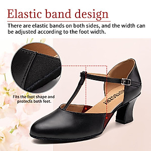 RUYBOZRY Women's Closed Toe Ballroom Dancing Shoes Latin Salsa Standard Bachata Performence Dance Shoes,YCD29-Black-6-Suede Sole,US 8