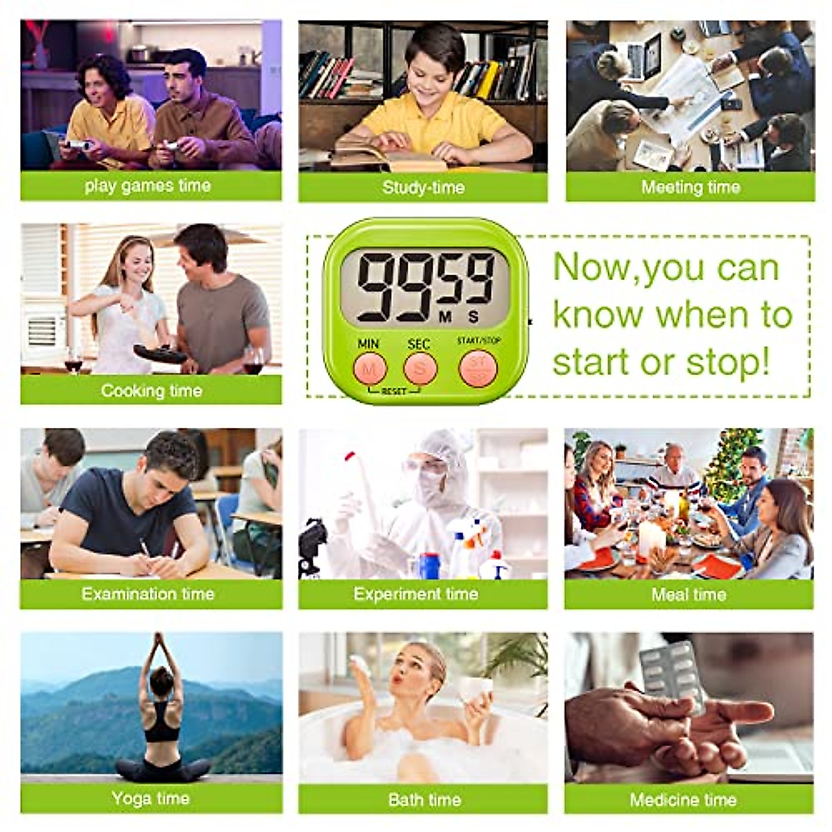 Timers,Classroom Timer for Kids,Kitchen Timer for Cooking,Egg Timer,Magnetic Digital Clock Timer for Teacher,Study,Exercise,Oven,Cook,Baking,Desk - 4 Pack