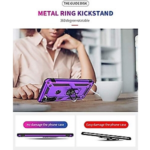 Moto G Stylus (2020) Case, Moto G Pro (2020) Case, with Tempered Glass Screen Protectors, Androgate Ring Kickstand Car Mount Shockproof Cover Case for Motorola Moto G Stylus/Pro, Purple