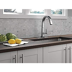 Delta Faucet Pivotal Touch Kitchen Faucet Brushed Nickel, Kitchen Faucets with Pull Down Sprayer, Kitchen Sink Faucet, Touch Faucet for Kitchen Sink, Touch2O Technology, Arctic Stainless 9193T-AR-DST