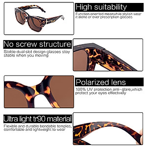 Face Shadow Polarized Sunglasses Over Glasses for Women Men, Fit Over Glasses Sunglasses Square Oversized Sunglasses UV Protection Lightweight