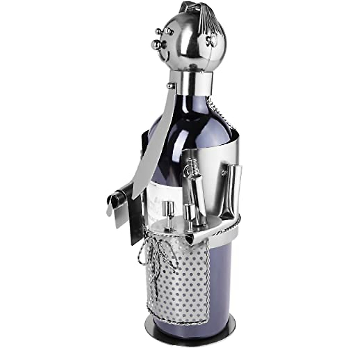 BRUBAKER Wine Bottle Holder Waiter - Metal Sculpture - Wine Rack Decor - Tabletop - with Greeting Card