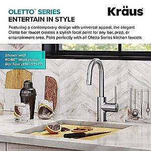 KRAUS Spot Free Oletto Single Handle Kitchen Bar Faucet in All-Brite Stainless Steel Finish, KPF-2600SFS (Pack of 1)
