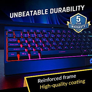 KLIM Rival Wireless Gaming Keyboard RGB US Layout - New 2023 - Slim Durable Ergonomic Quiet Silent Soft Sound Keys 25 Anti-Ghosting - RGB Backlit Wireless Keyboard Gaming for Laptop PC/Mac