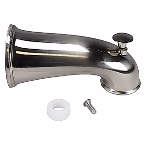 DANCO Decorative Bathtub Faucet Spout with Pull Up Diverter | 6 Inch Length | Brushed Nickel Finish (10316)