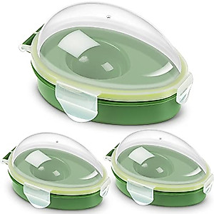 Avocado Keeper 3 Pieces Reusable Avocado Storage Container Individual Avocado Saver Avocado Pod Avocado Cover Avocado Holder Organizer for Refrigerator Fridge to Keep Avocado Fresh (Clear, Green)