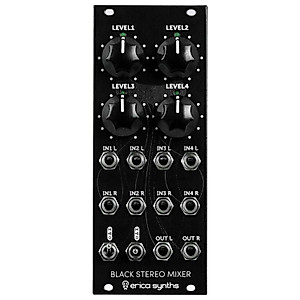 Erica Synths Black Stereo Mixer V3 Four Stereo Input Eurorack Mixer Module