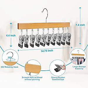 Resovo Upgrade Legging Organizer, 2 Pack Wooden Legging Storage Organizer Space Saving 20 Metal Hooks Closet Organizer and Storage for Leggings, Pants, Skirts etc.