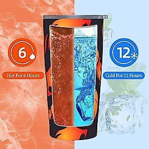 IYERSKD Basketball On Fire 20 oz Stainless Steel Tumbler Vacuum Insulated Leakproof Travel Mug for Car Office Gym