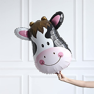 136Pcs Cow Party Decorations Pink Cow Balloon Garland Arch Kit with White Pink Cow Print Balloons Large Cow Head Mylar Balloon for Cowgirl Baby Shower Farm Animals Cow Print Birthday Party Supplies