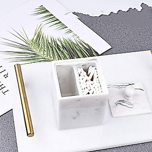 TOPBATHY Cotton Ball Swab Holder Organizer Qtip Dispenser Holder Bathroom Vanity Organizer Apothecary Jars for Home Storage (White)