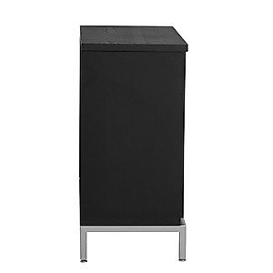 Knocbel Storage Cabinet with Solid Wood Veneer and Metal Leg, Accent Console Side Table with Adjustable Shelves Circular Door and Handles for Living Room, Entryway, 34" W x 15.5" D x 31.9" H, Black