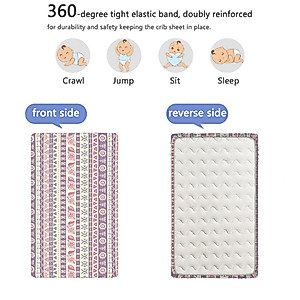 Striped Themed Fitted Crib Sheet,Standard Crib Mattress Fitted Sheet Soft and Breathable Bed Sheets-Great for Boy or Girl Room or Nursery,28“ x52“,Pale Pink Mauve