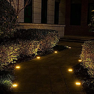 niftynifty Solar Ground Lights Outdoor Waterproof 12 Pack 8 Led Warm Bright Garden Disc Lights Solar Ground Light Powered Lighting Flat Solar Lights for Garden and Landscape Outdoor Inground Lights