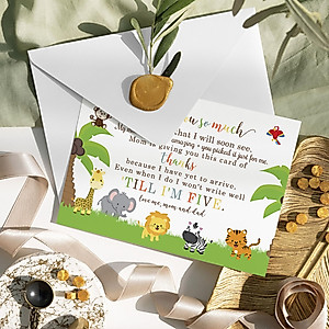 Paper Clever Party 25 Jungle Baby Thank You Cards Pack – Cute Baby Shower Notes with Envelopes, Prefilled Message, Customizable Blank Stationery, Gender Neutral, New Parents Gift Ideas
